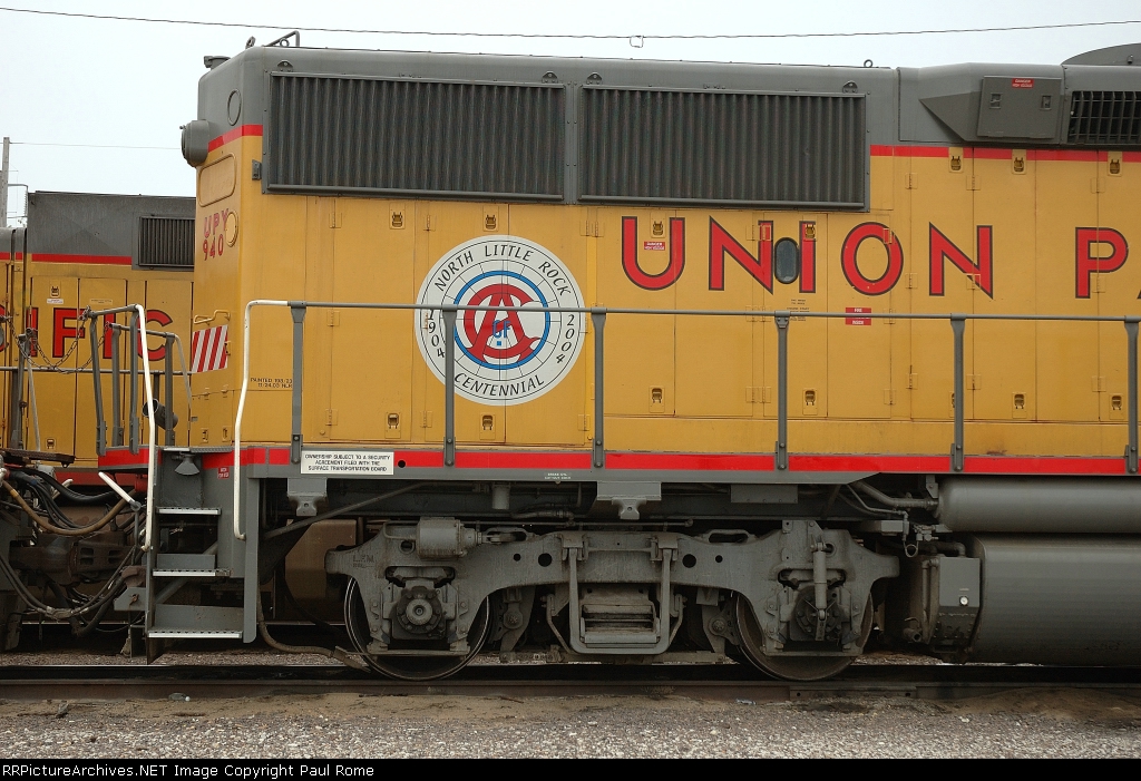 UPY 940, Yard Slug S6-1B, ex EMD GP50 UP 963, North Little Rock Centennial logo,